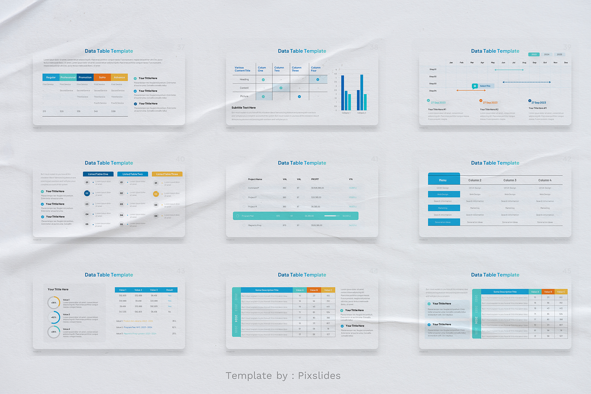 Financial and Data Table Keynote, a Presentation Template by Pixslides