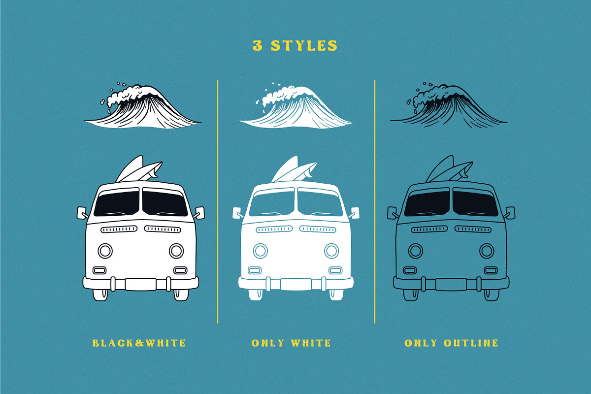Surfing vector objects, an Illustration by cd-design.co