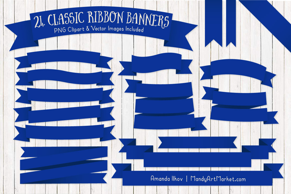 Royal Blue Ribbon Banner Clipart, an Illustration by Amanda Ilkov