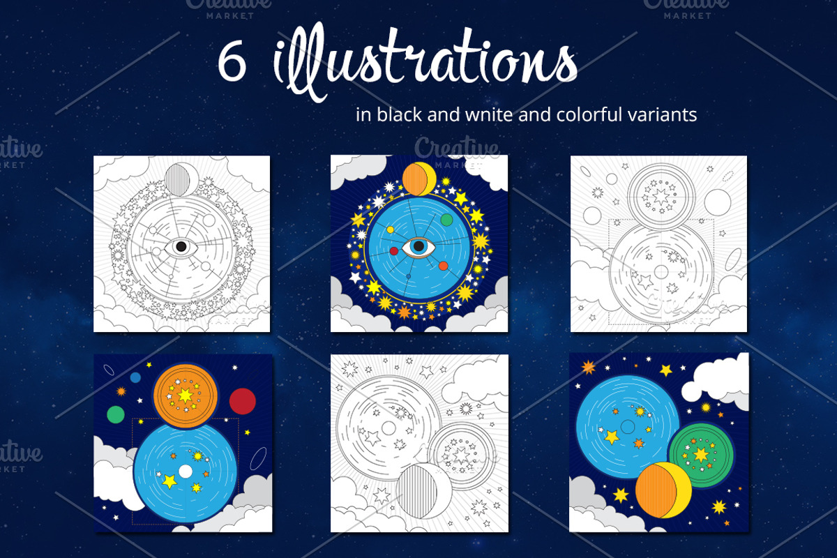 Alchemy constellations vector set, an Illustration by Beauty Drops