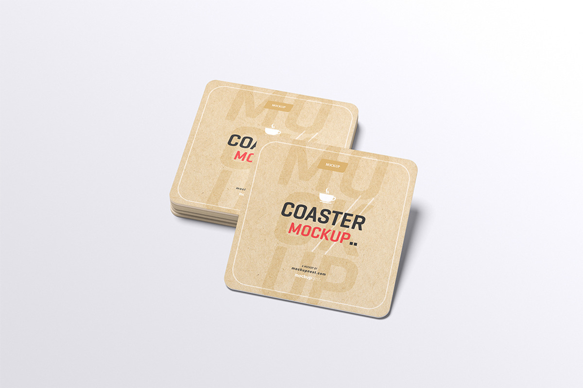 Coasters Mockup, a Merchandise Mockup by Pikachudesign