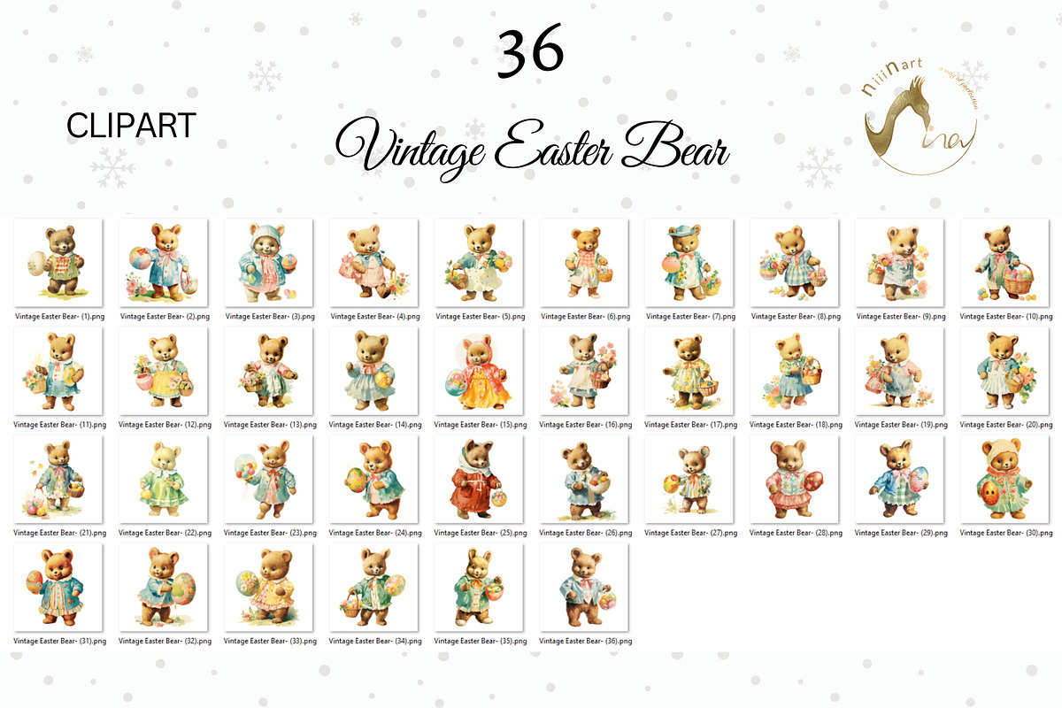 Cute Easter Bears Clipart Bundle, an Illustration by NiiiNArt