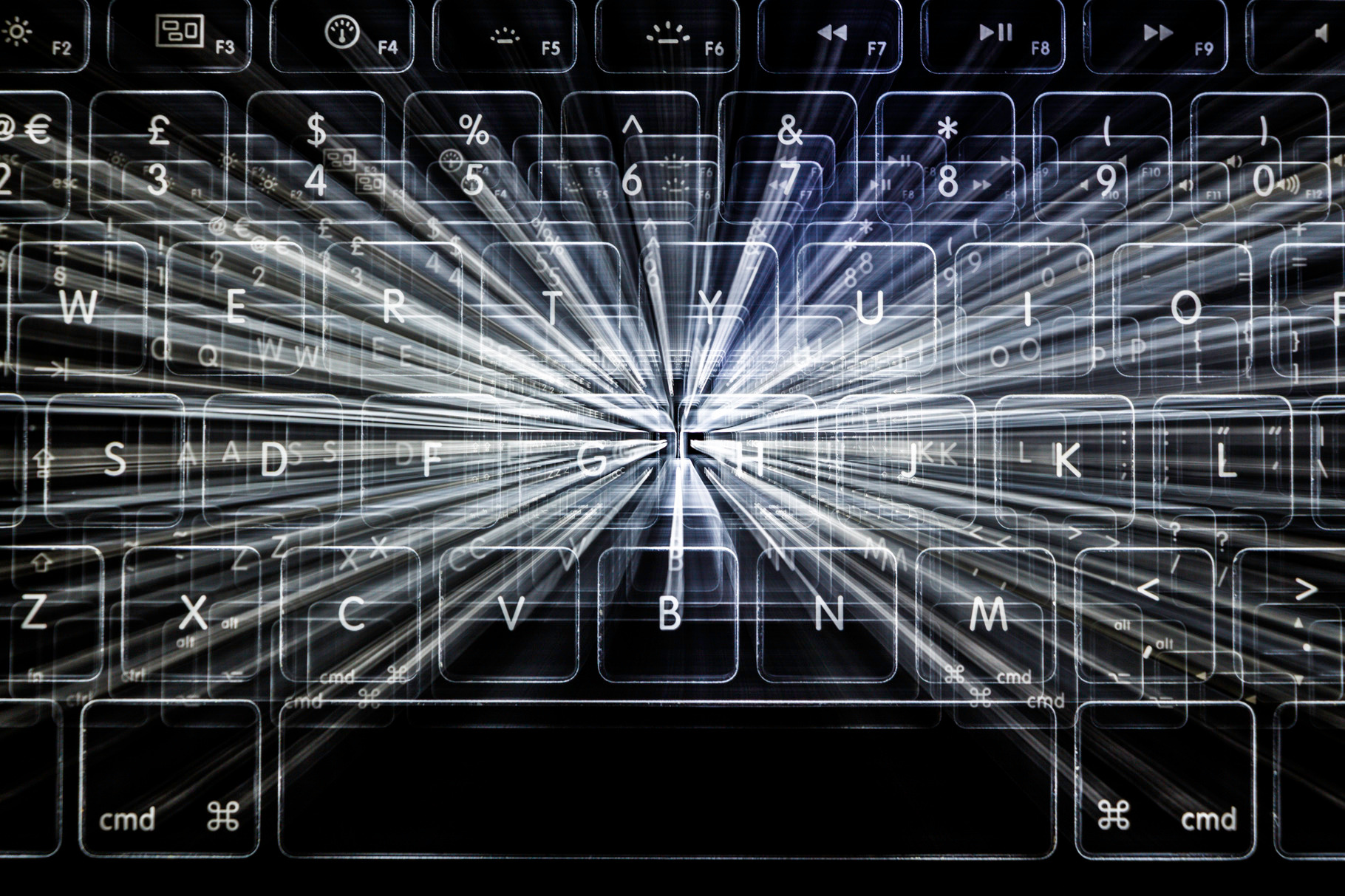 Illuminated keyboard with light containing abstract, back, and ...