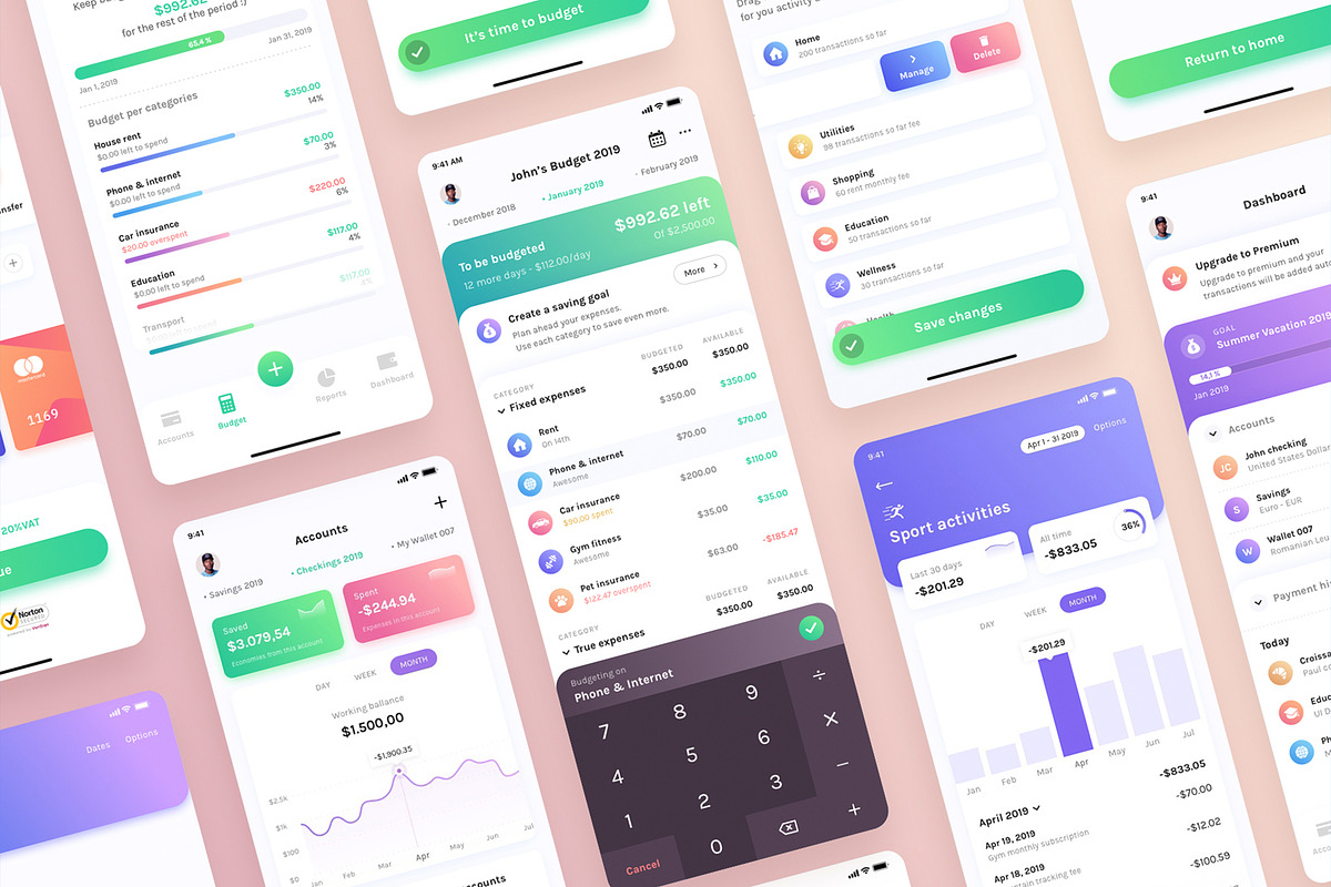 Budget Planner Mobile UI Kit, an UI Kit Template by Dorin007