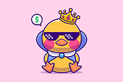 Cute King Chicken Sitting Cartoon | Animal Illustrations ~ Creative Market