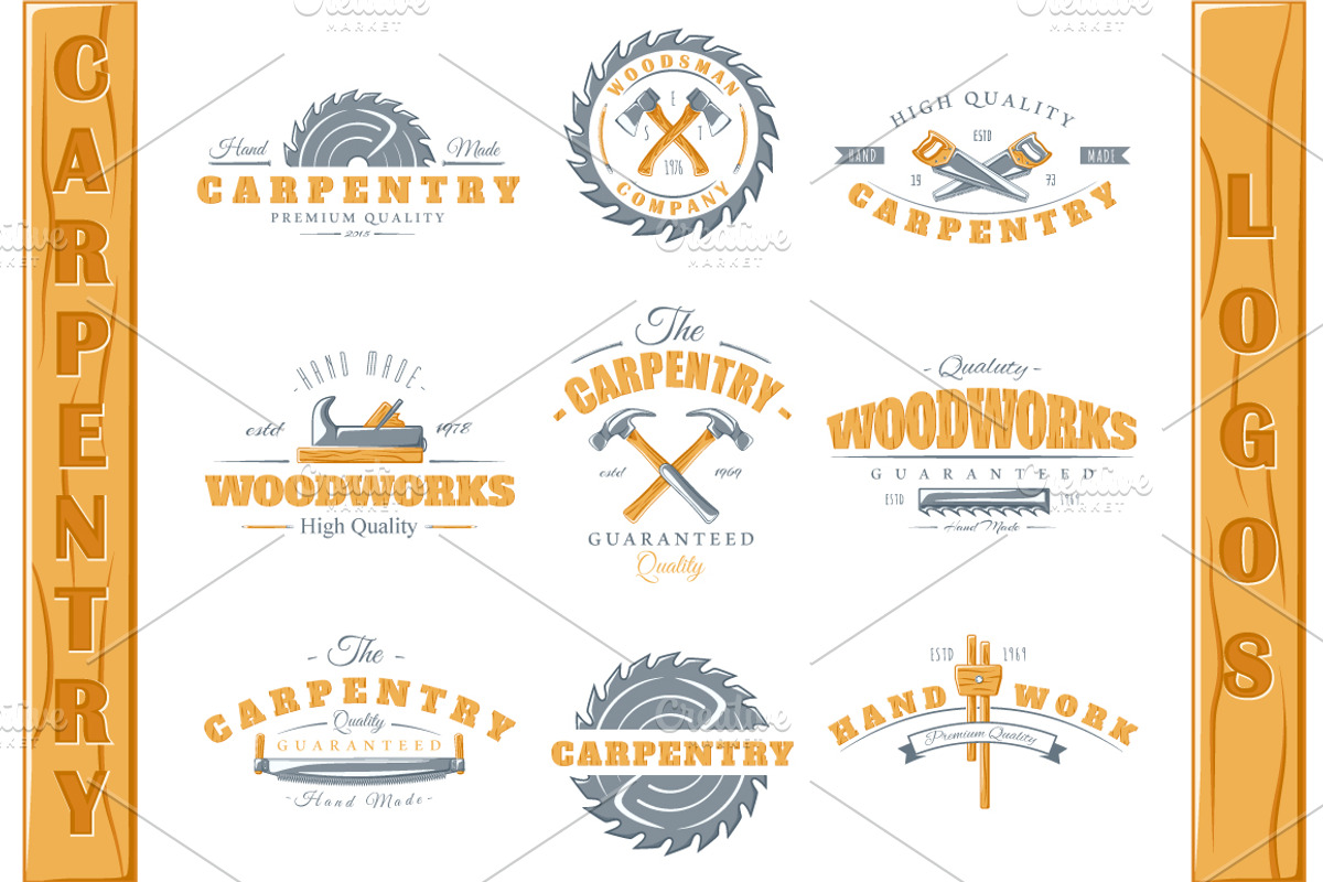 9 Colored Carpentry Logos Templates, a Branding & Logo Template by Art ...