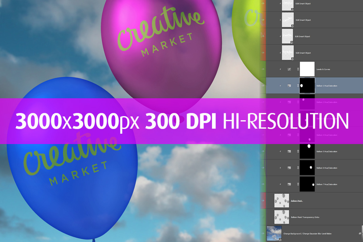 5 Realistic Balloon Mockups, a Mockup by Creative Graphics