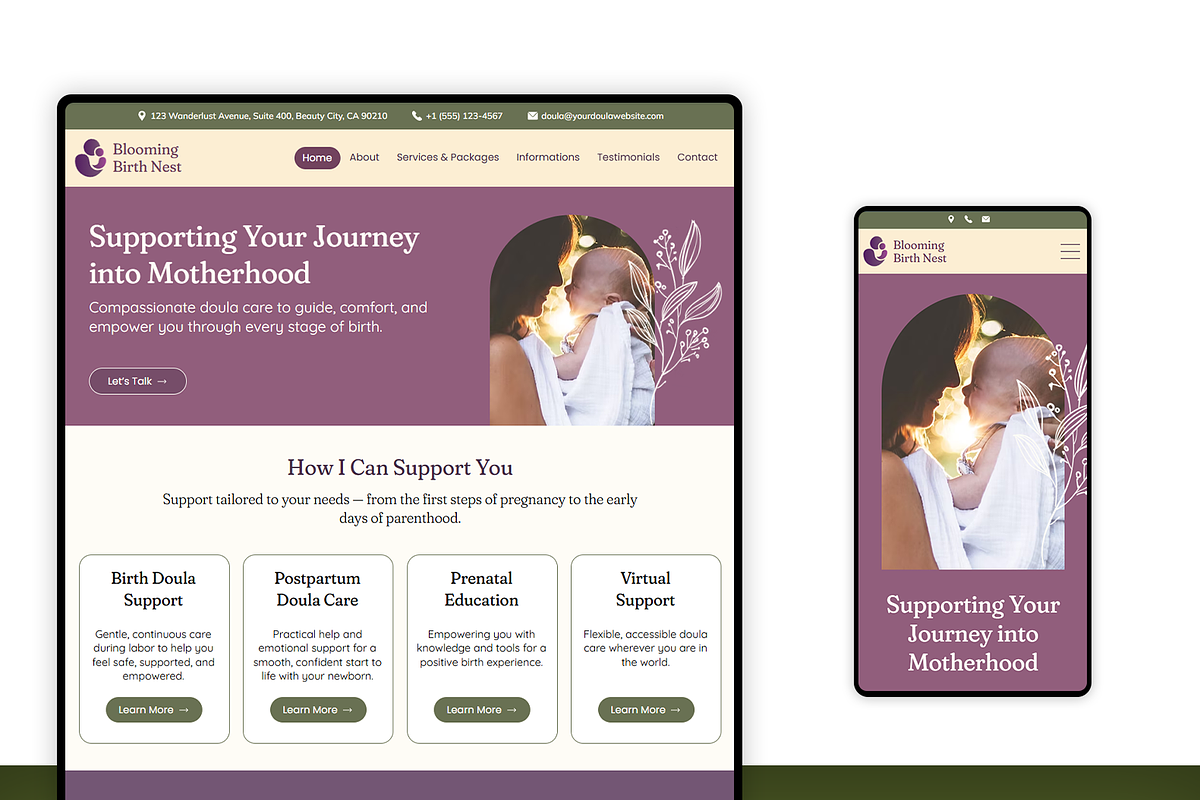 Birth Doula Wix Studio Website, a Wix Template by Kitteeh