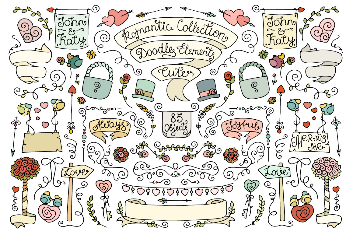 Doodle vintage romantic elements, an Object Graphic by Sapunkele