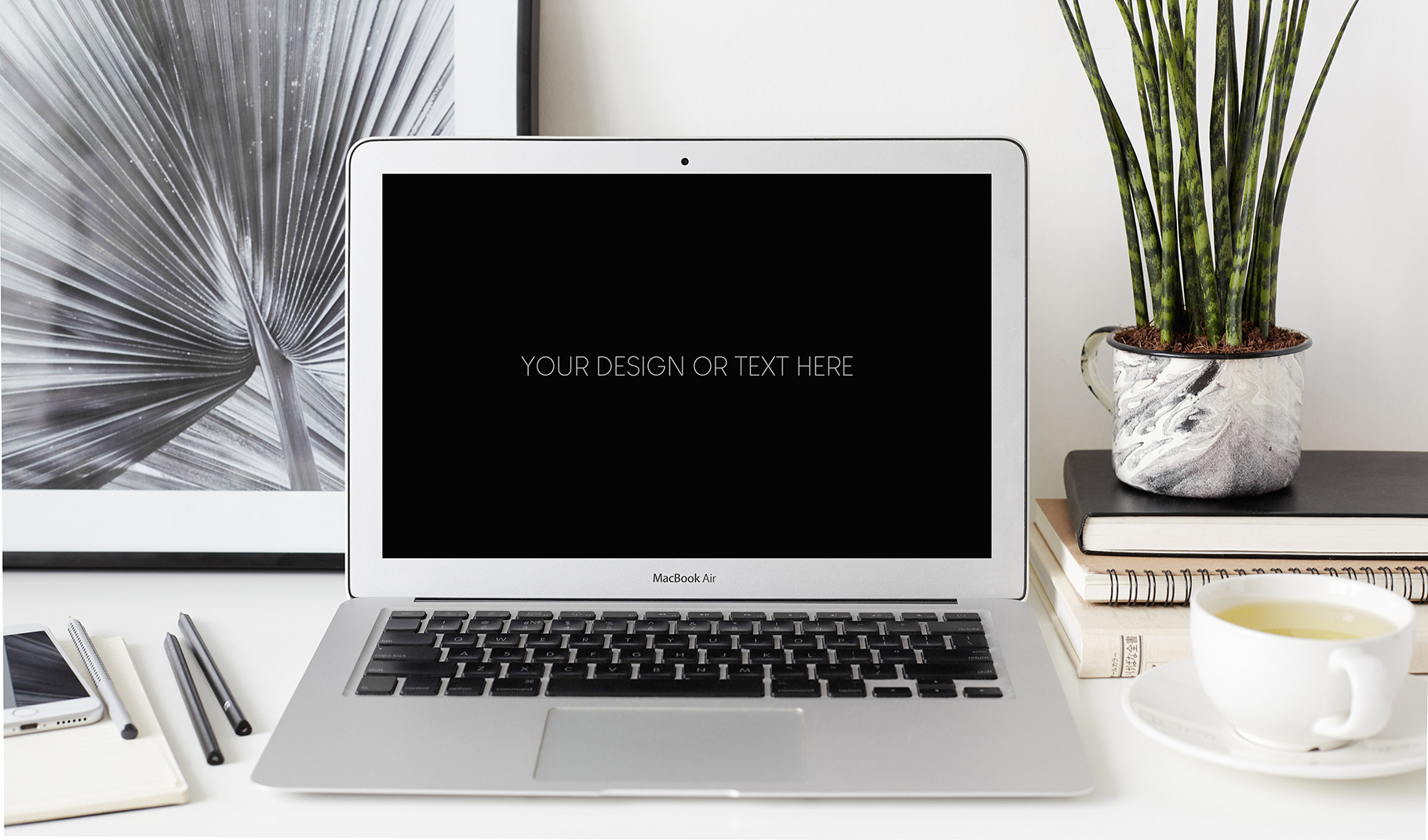 Creative hipster desktop Mackbook, an iPhone Mockup by shurkin_son