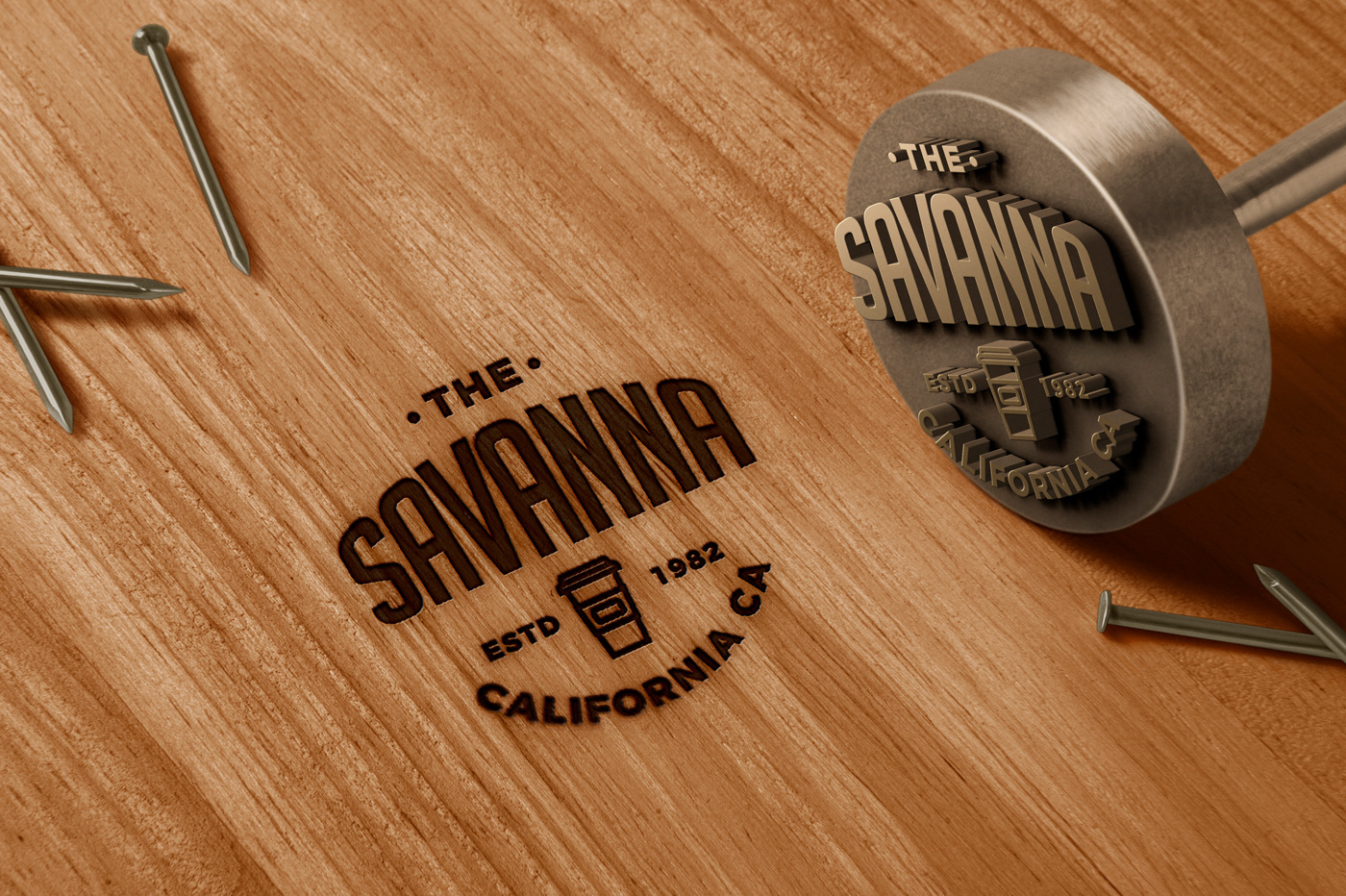 Wood Burning Stamp Logo Mockup, a Product Mockup by GfxFoundry