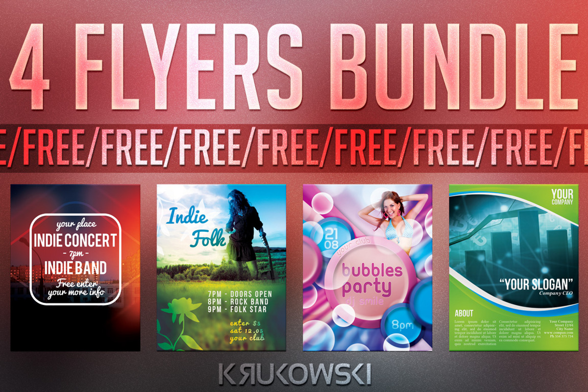 Free Flyer Templates Bundle, a Flyer Template by Krukowski Graphics