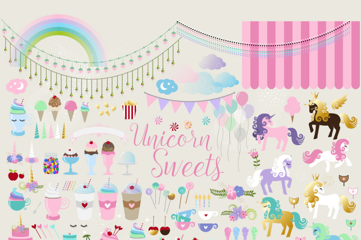 Unicorn Sweets clipart, an Object Graphic by Digital Curio