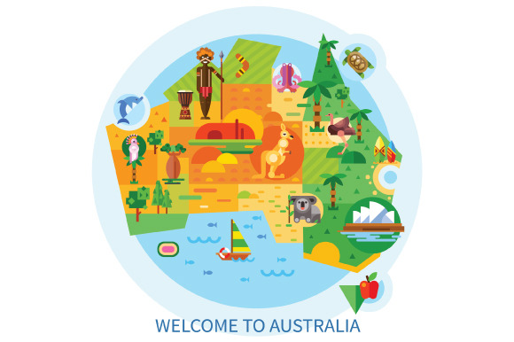 Australian national symbols., an Illustration by TastyVector