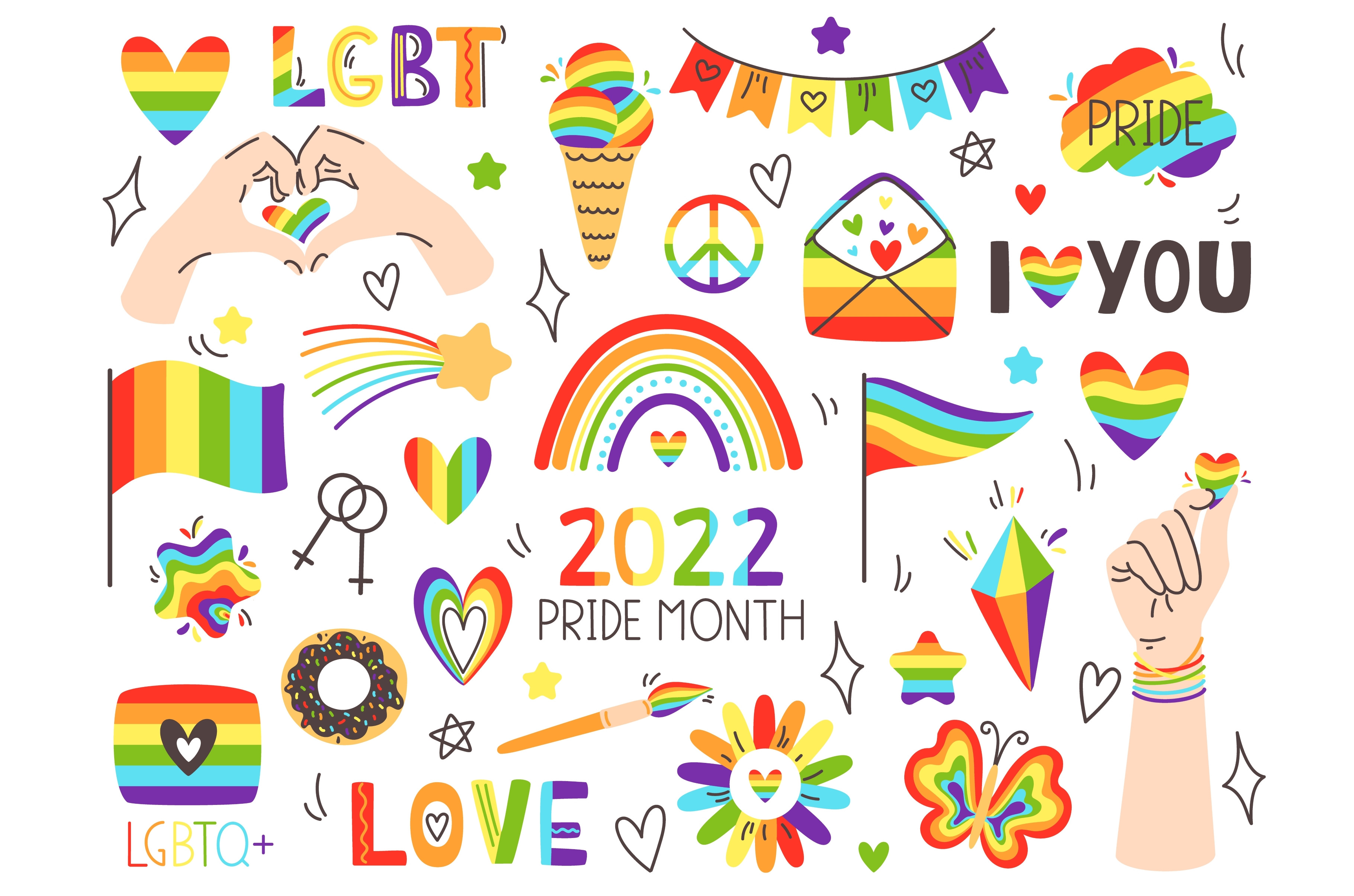 Pride LGBT symbols. Pride month, an Illustration by winwin.art
