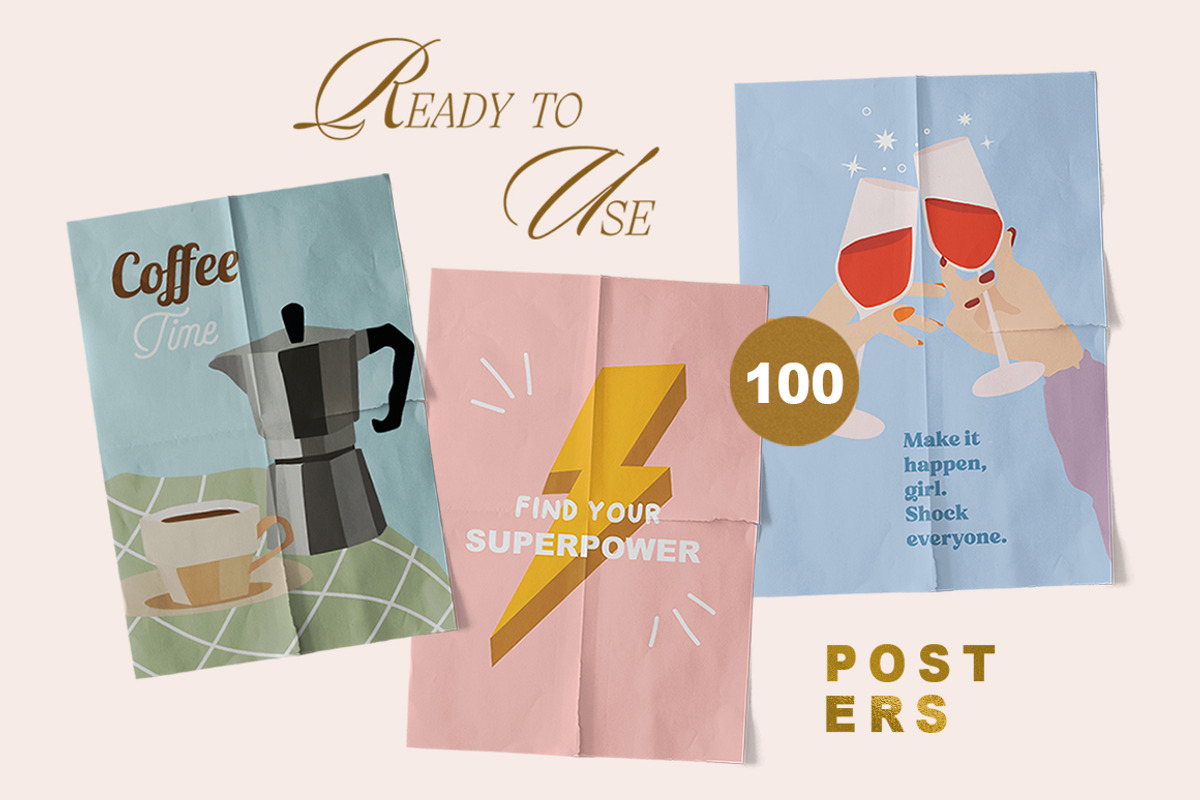 100 Playful Positive Posters, a Wallpaper Graphic by NassyArt