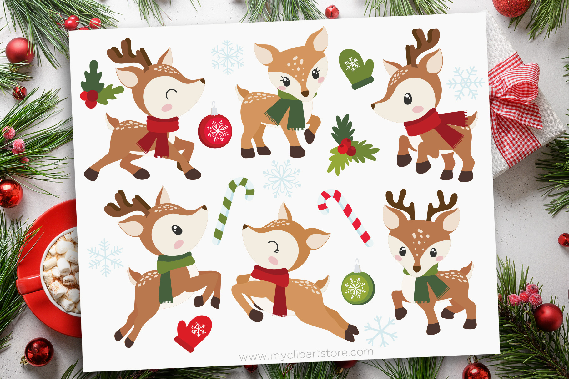Christmas Reindeer Clipart, SVG, an Illustration by MyClipArtStore