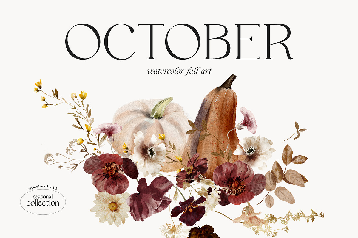 OCTOBER - Watercolor Fall Art, an Illustration by Isabelle Salem