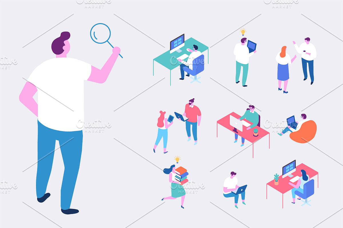 Isometric cartoon people vector set, a Person Illustration by Vector_Art