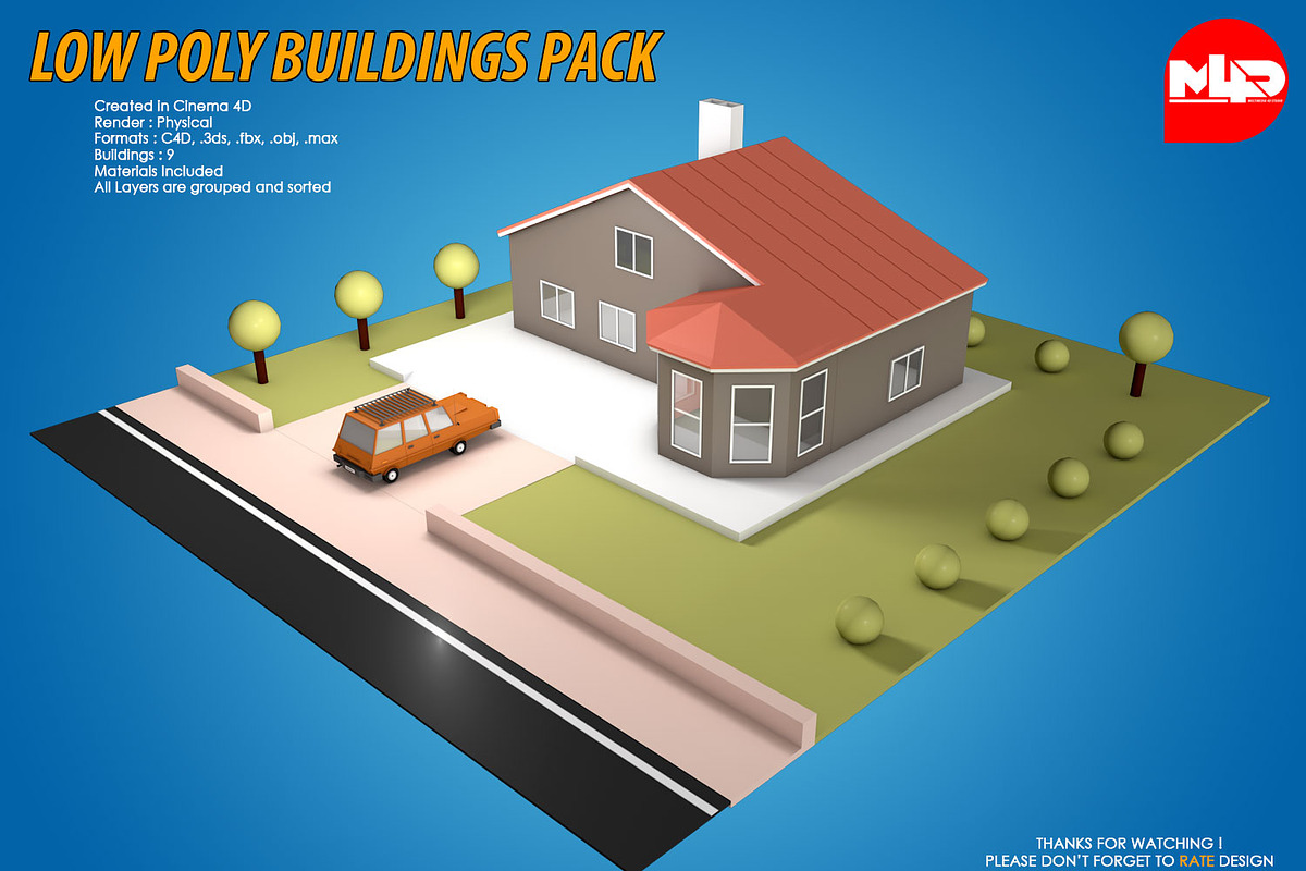 Low Poly Buildings Pack, an Architecture 3D Model by multimedia4ds