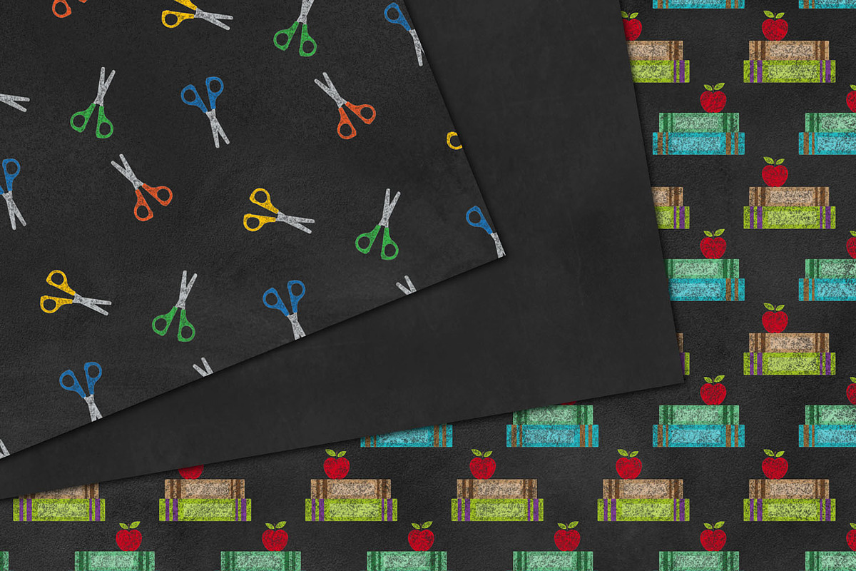 Chalkboard School Digital Paper, a Pattern Graphic by Digital Curio