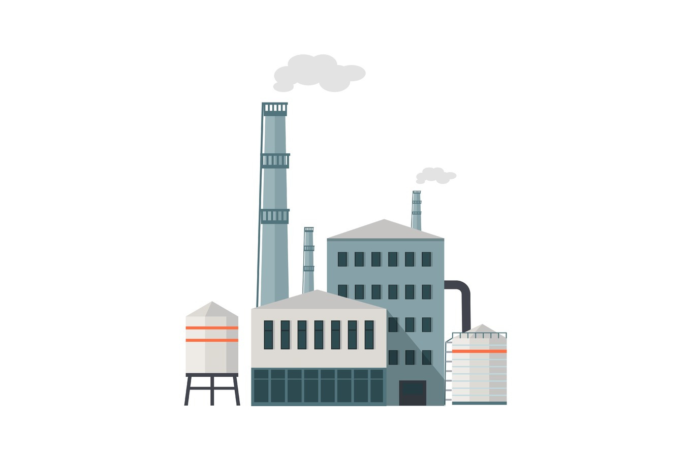 Factory Building in Flat, a Technology Illustration by robuart