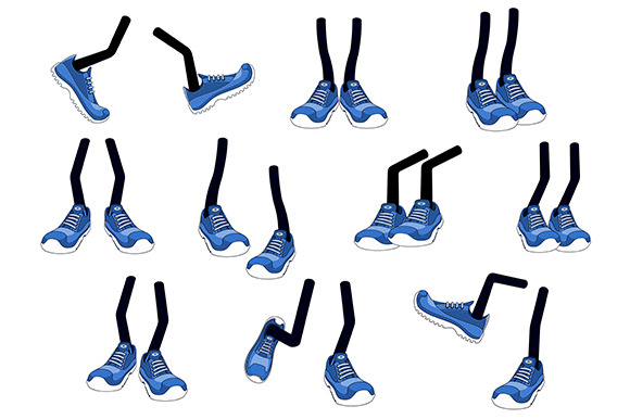 Cartoon vector walking feet in sneak | Graphics ~ Creative Market
