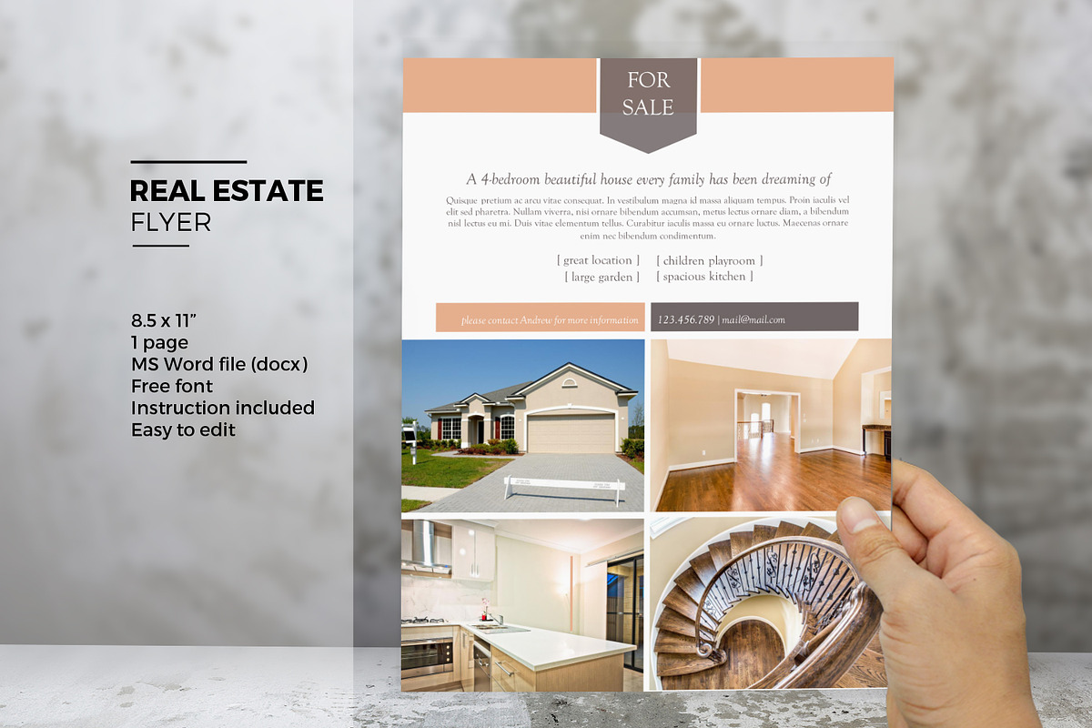 MS Word real estate flyer template, a Flyer Template by Inkpower