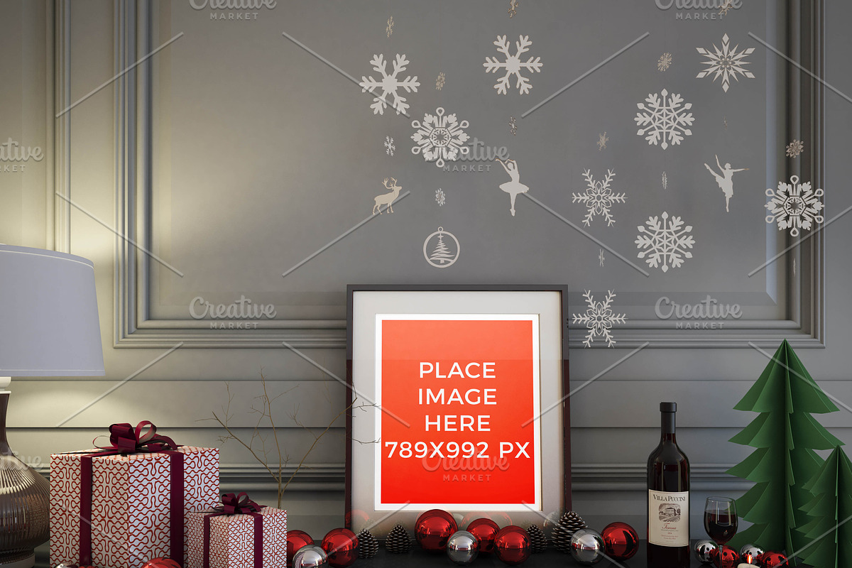 Realistic Christmas Mockup, a Print Template by desgiant