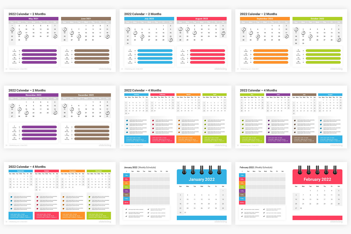 2022 Calendar Google Slides Diagrams