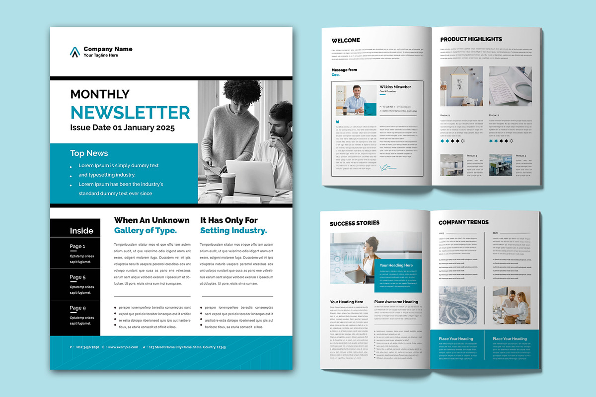 Business Monthly Newsletter Design | Creative Market