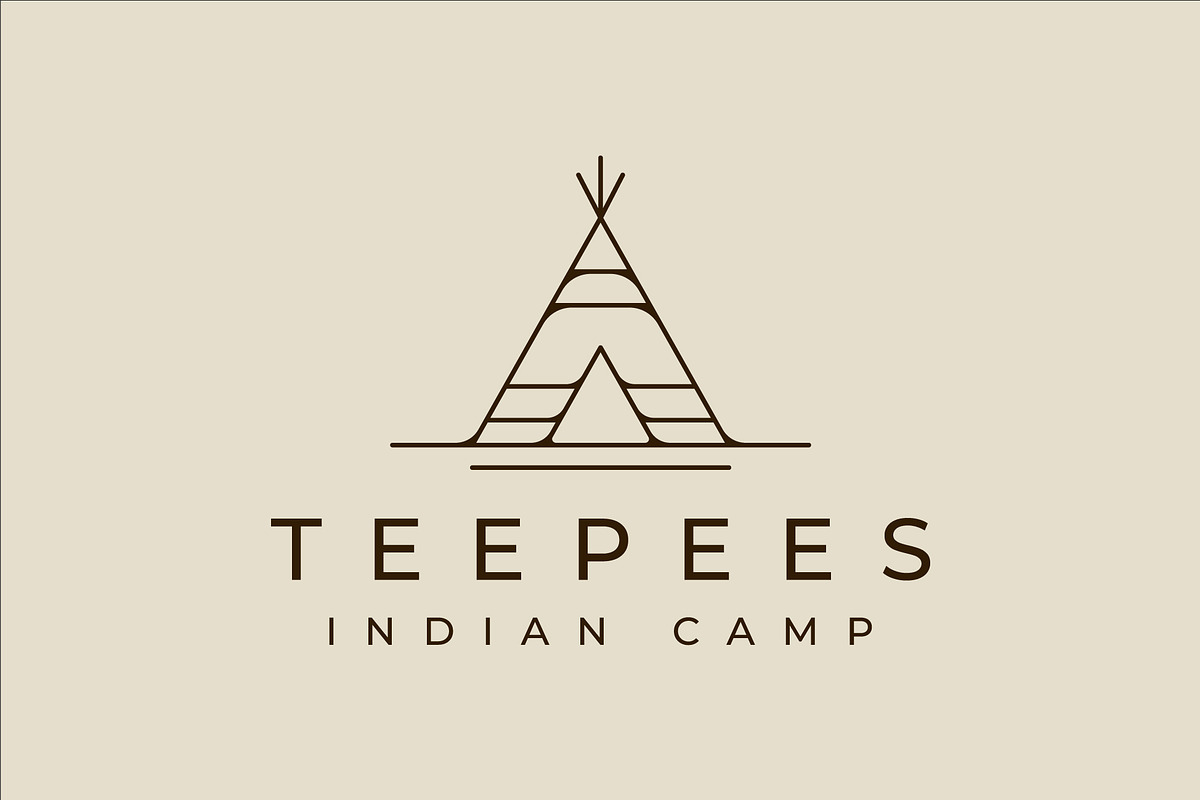 teepees indian line art logo vector