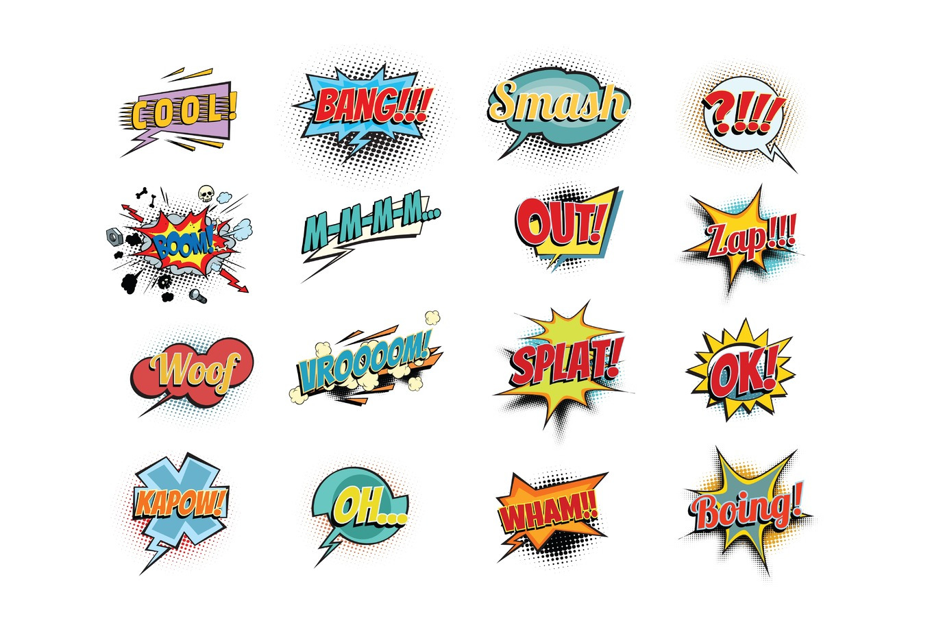 Set collection comic phrases words, a Texture Graphic by studiostoks