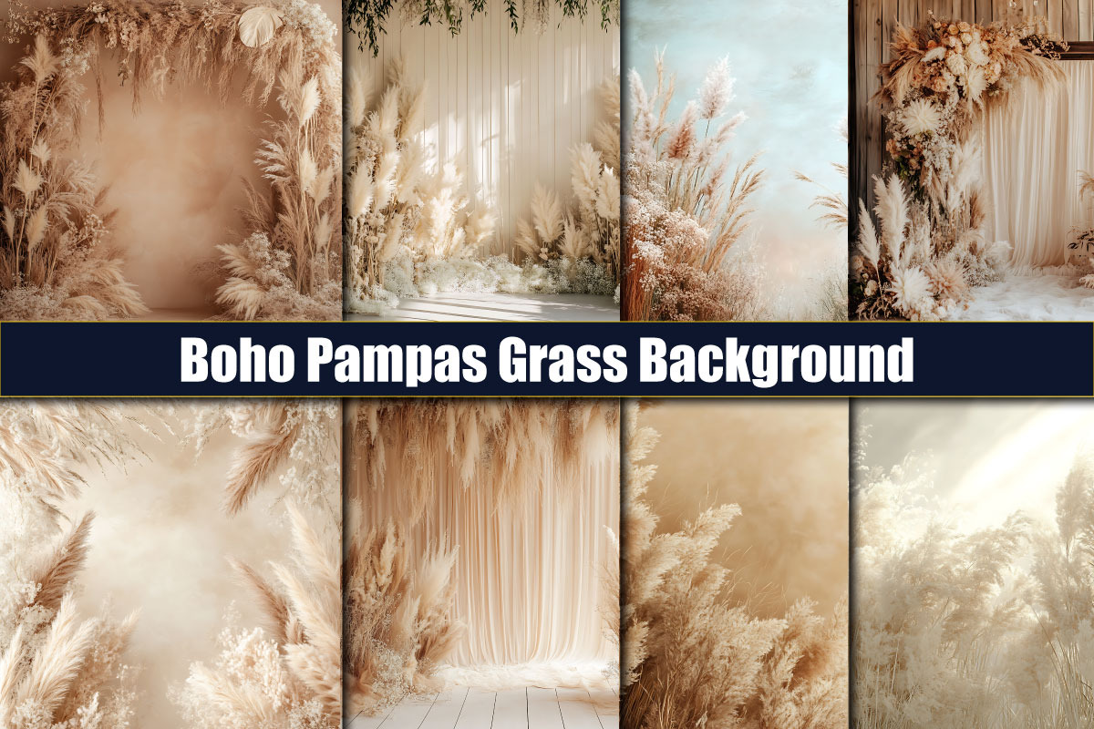 Boho Pampas Grass Backgrounds, a Background Graphic by protabsorkar11