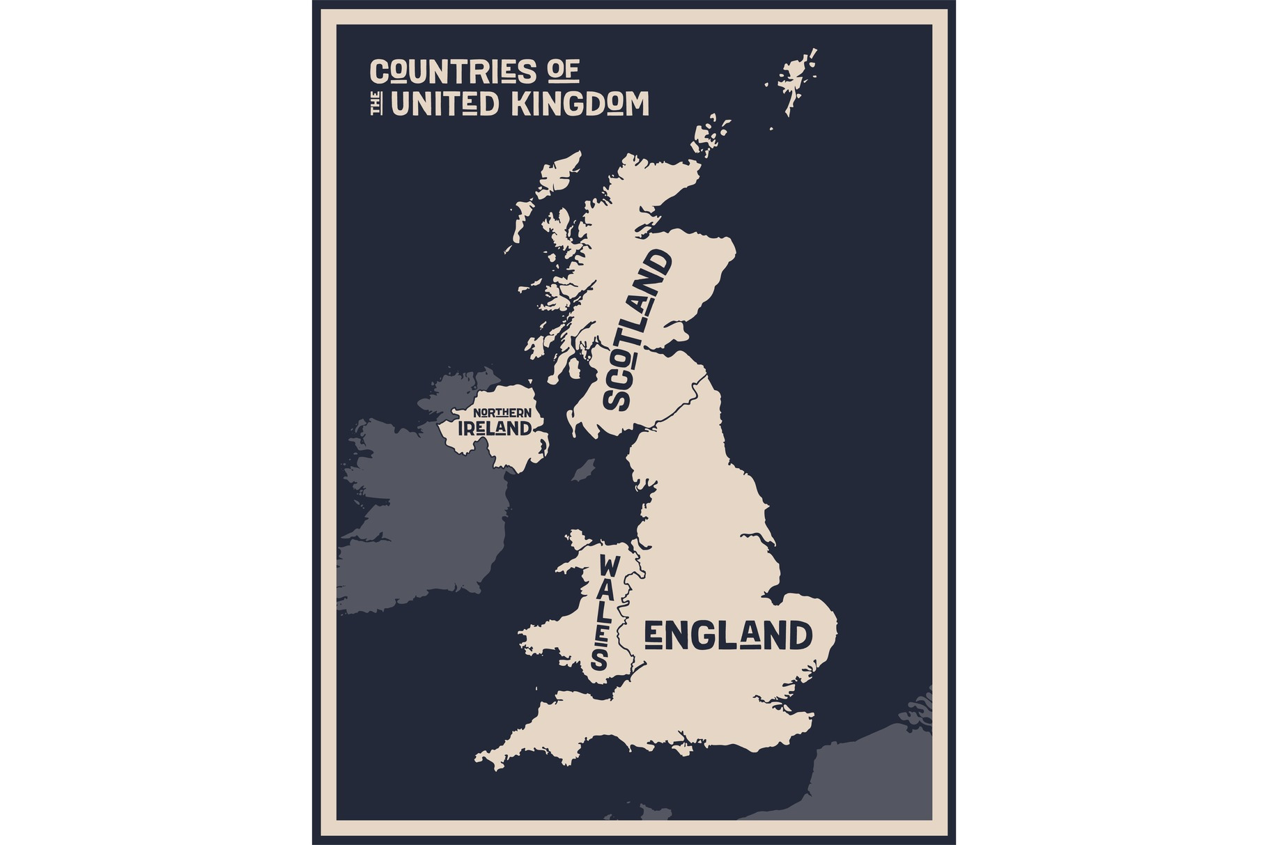 Poster map of countries of the, a Work Illustration by Foxys Graphic