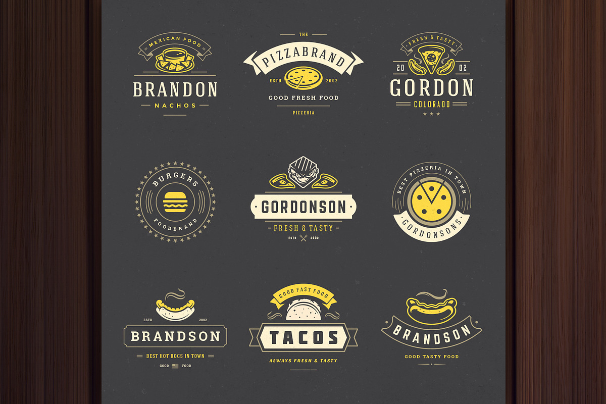 36 Fast Food Logos and Badges, a Branding & Logo Template by Vasya Kobelev