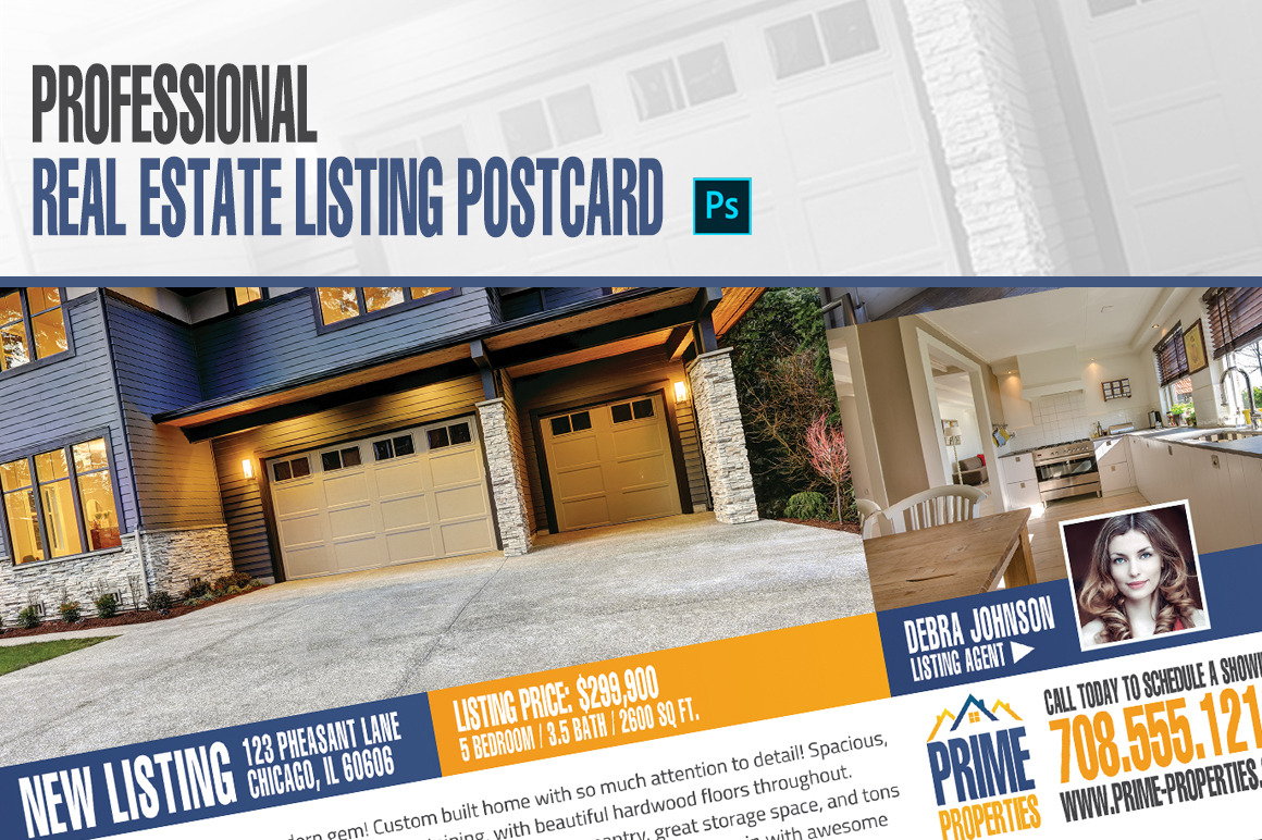 Real Estate Listing Postcard, a Card Template by Nate Bartlett Design