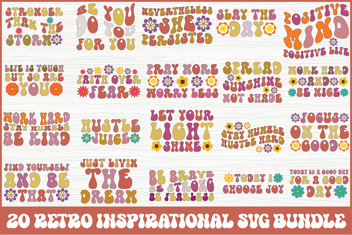 Retro Inspirational SVG Bundle, an Illustration by Libby Wishes | Creative Market