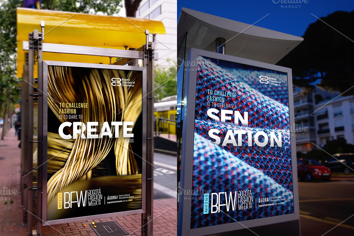 Modern Bus Stop Poster Mockups, a Print Template by loswl