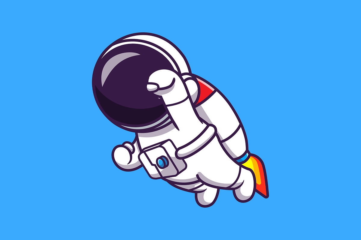 Astronaut Flying With Rocket Cartoon, a Technology Illustration by ...