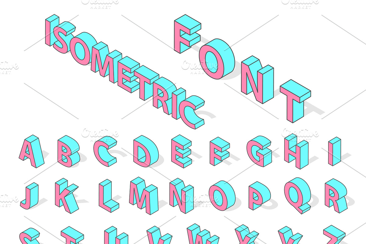 Isometric alphabet typography text, a Decorative Illustration by RocketArt