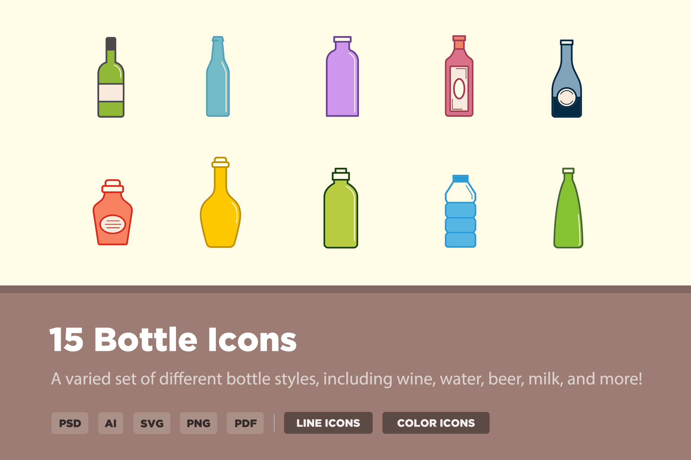 15 Bottle Icons, an Icon by Creative VIP