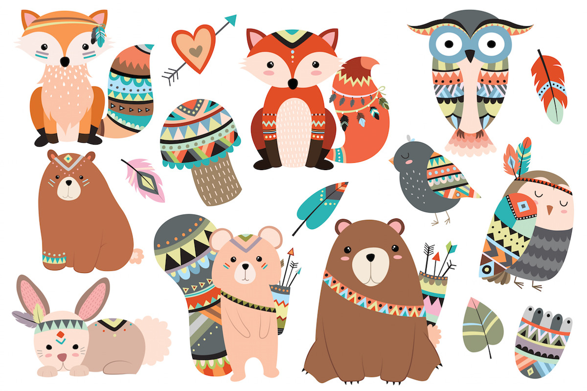 Woodland Tribal Animals Vector & PNG, an Animal Illustration by Kenna ...