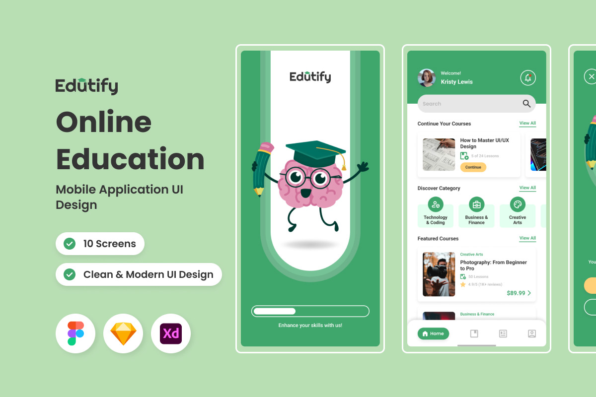 Edutify - Online Education Mobile Ap, an App Template by twinstd | Creative Market