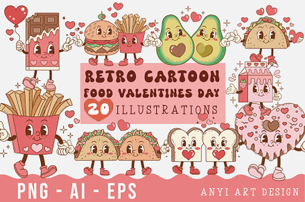 Cartoon sweets with eyes on the | Food Illustrations ~ Creative Market