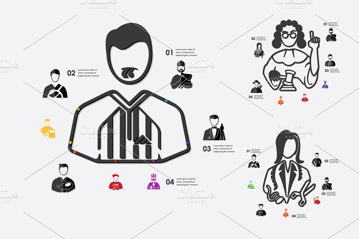 9 professions infographics, a Presentation Template by Palau | Creative ...