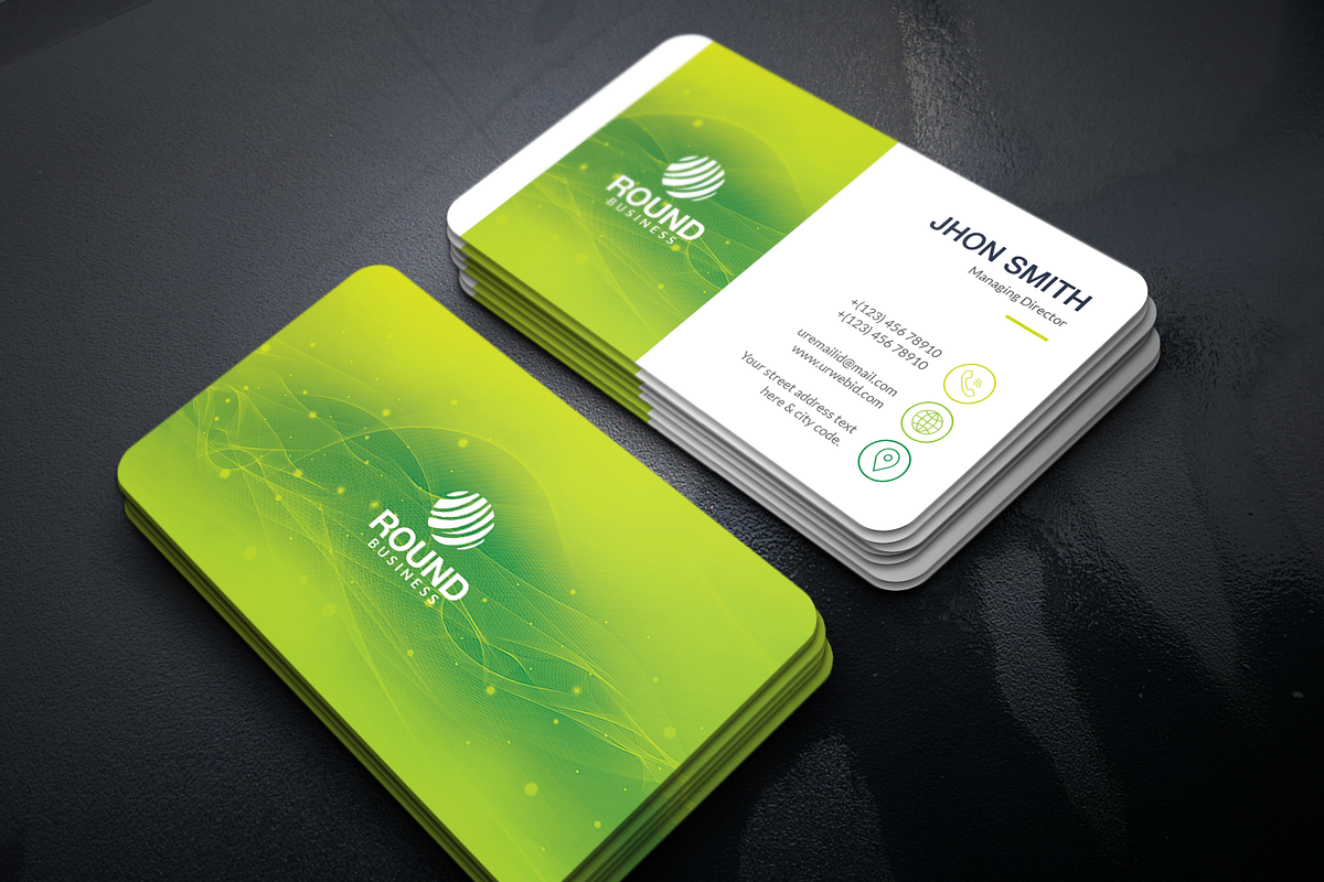 Green Colour Business Card, a Business Card Template by TemplatesForest