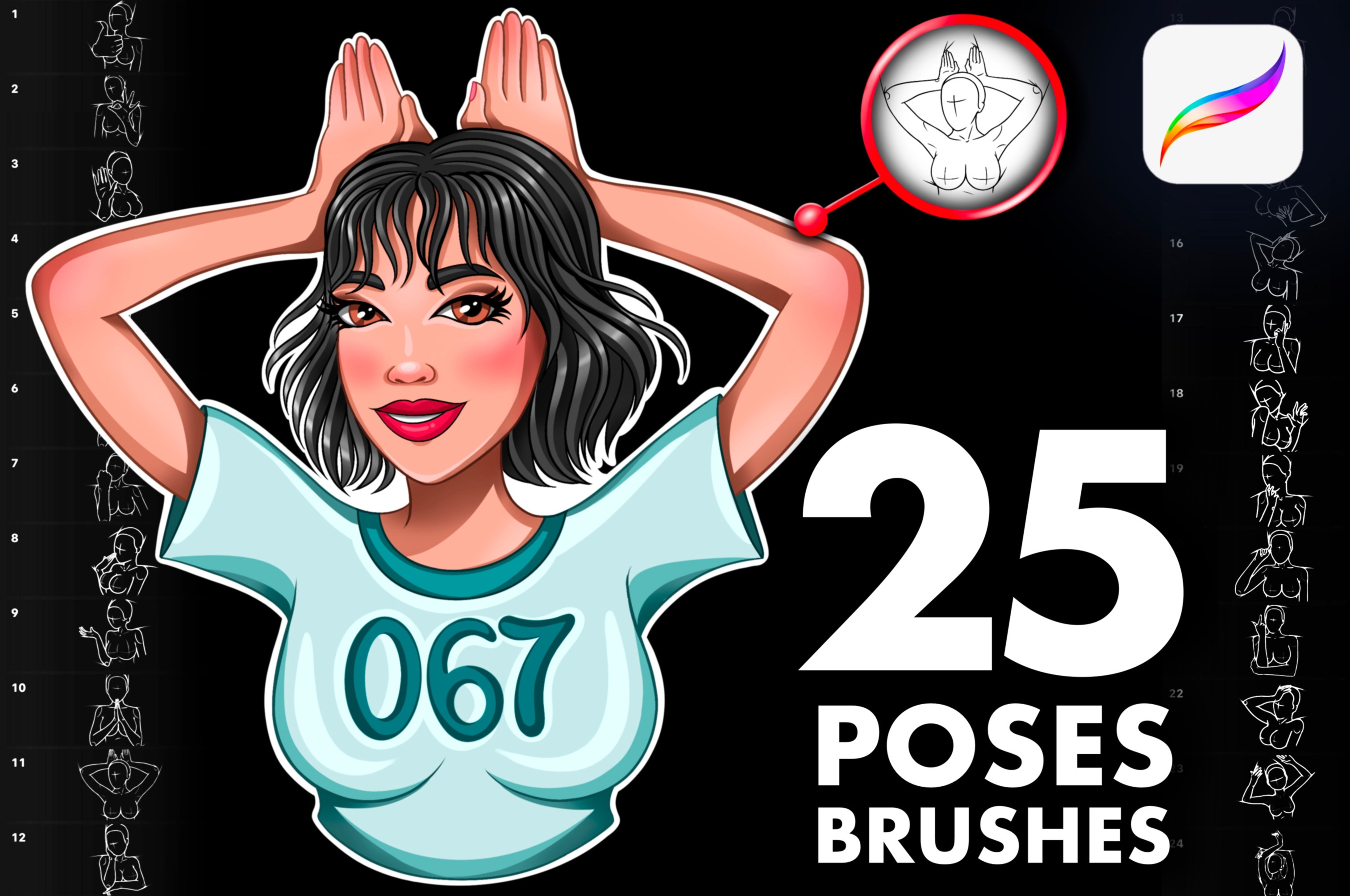 Procreate girl portrait guide stamps, a Brush Add-On by AppleinaJuice