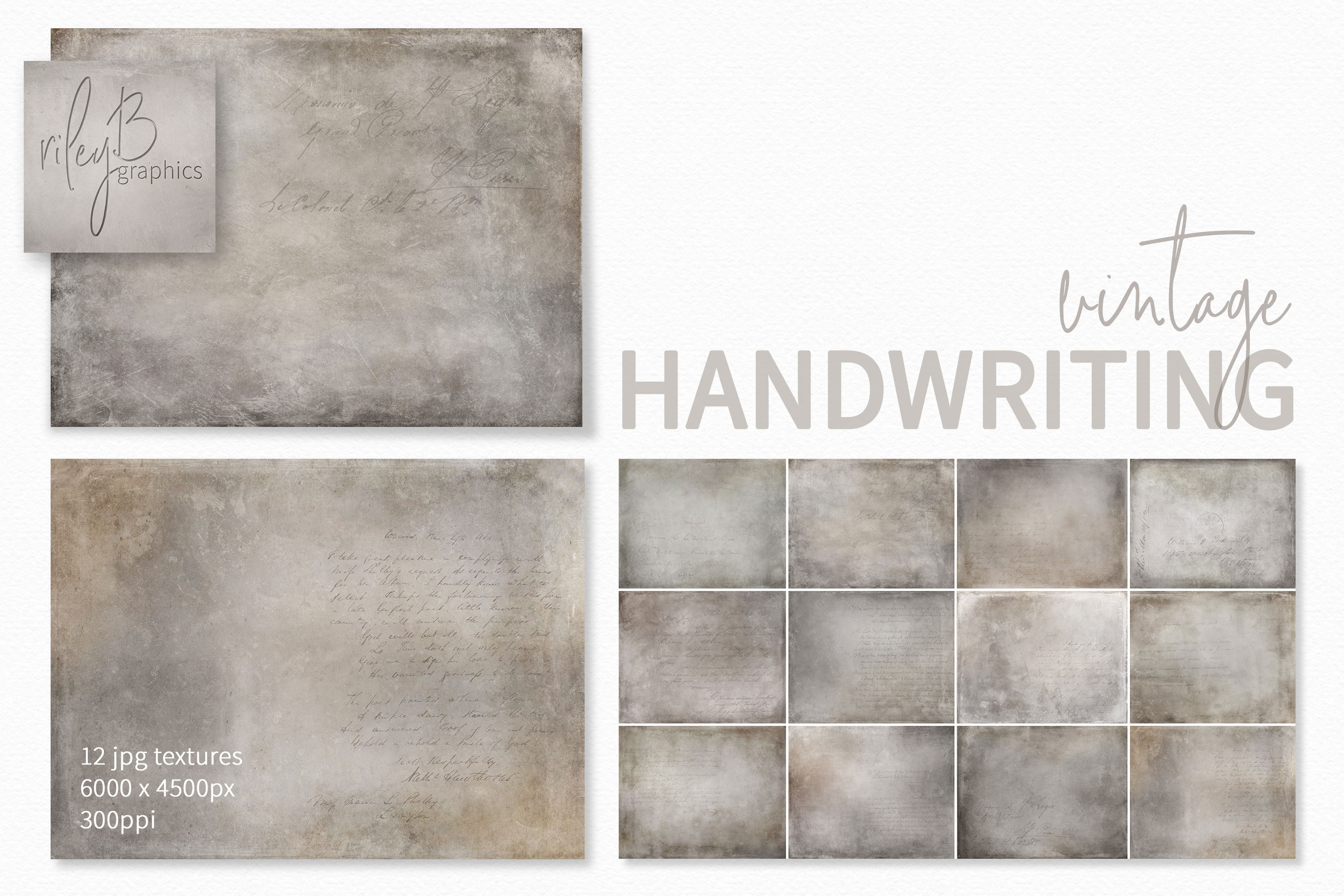 Vintage Handwriting I Textures, a Texture Graphic by rileyBgraphics