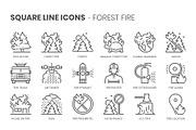 Fire, Square Line Icons, an Outline Icon by Howcolour